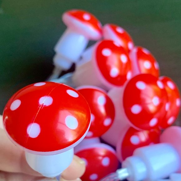 Accents | 1 Feet Red White Polka Dot Mushroom Toadstool 20 Led Lights ...